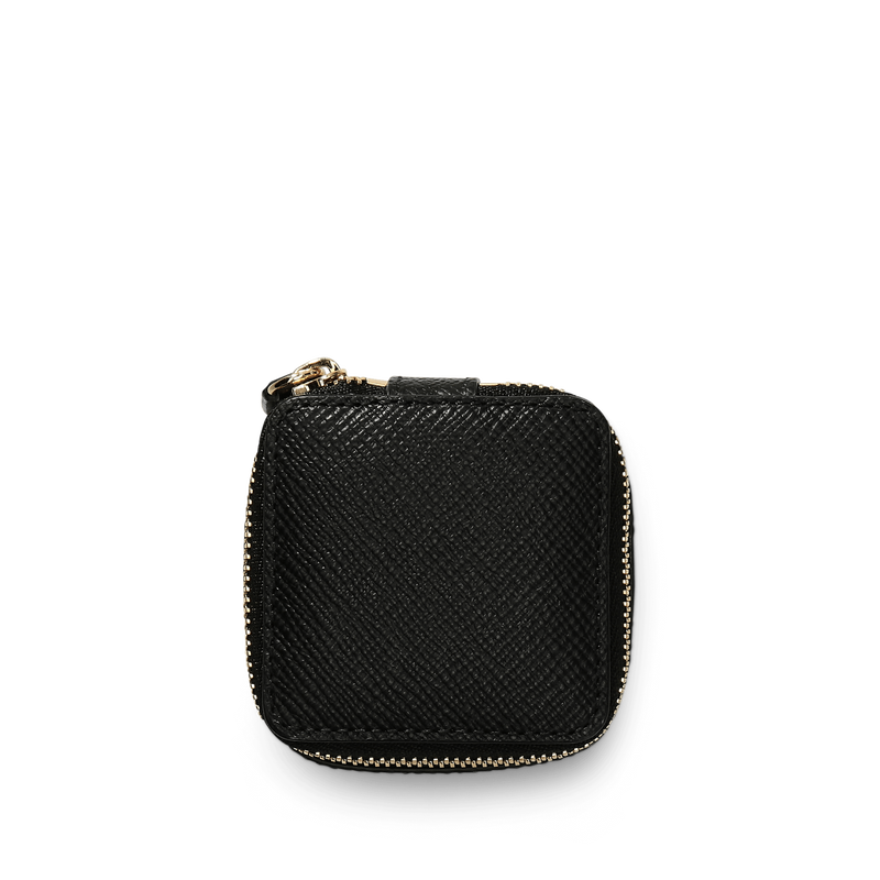 Small Square Trinket Case in Panama in black | Smythson Small Square Trinket Case in Panama in black | Smythson