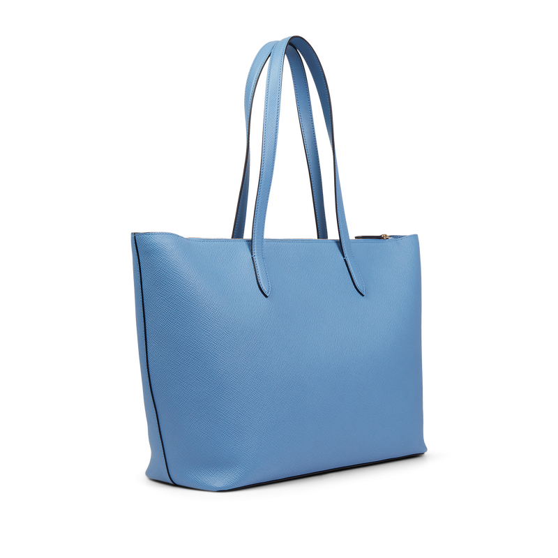 East West Tote Bag with Zip in Panama in nile blue | Smythson East West Tote Bag with Zip in Panama in nile blue | Smythson
